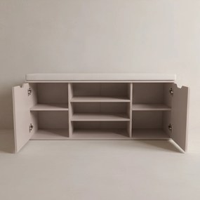Botník bílý se sedákem PORTA, 103 x 30 x 46 cm - béžový
