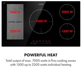 Delicatessa 90 Hybrid, indukční varná deska, vestavná, 7400 W, 5 zón, černá