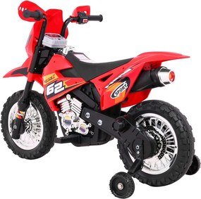 Ramiz Dětská motorka Cross na baterie červená + pomocná kolečka + LED zvuky