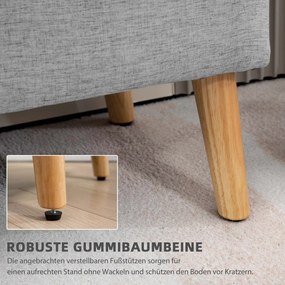 HOMCOM Lavice Čalouněná lavice s úložným prostorem 110 x 39 x 45 cm v šedé barvě se vzhledem lnu do předsíně ložnice obývacího pokoje z kaučukového d…
