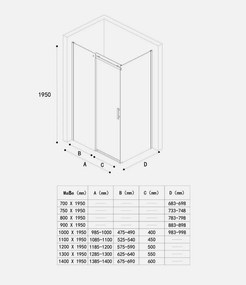 design sprchový kout RAVENA 18 - CHROM 100-140cm