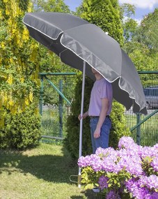 JU Slunečník z polyesterové tkaniny, 240 cm, 8 drátů, sklopný, šedý