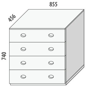 Komoda zásuvková Domestav D419 Materiál: Buk cink, Barevne provedení: Přírodní provedení
