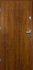 Vchodové dveře Tytan, 80 L, rozměr vč. zárubně: 900 × 2070 mm, ocel, levé, dub zlatý, plné