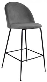 Barová židle LAUSANNE velvet šedá, nohy černé House Nordic 1001265