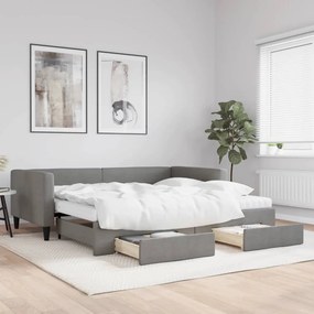 Válenda s přistýlkou a zásuvkami tmavě šedá 100 x 200 cm textil 3196638