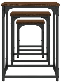 Hnízdové konferenční stolky 3 ks hnědý dub kompozitní dřevo - Default Title