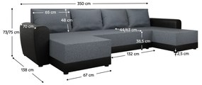 Kondela Univerzální sedací souprava, šedá/černá, DAKAR NEW U