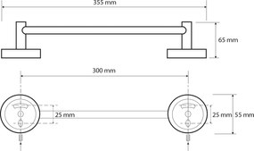 Sapho, X-ROUND E držák na ručníky 350mm, chrom, XR406