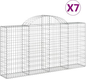 Klenuté gabionové koše 7 ks 200x30x100/120cm pozinkované železo 3146115