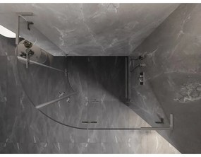 Mexen Lunar, L pravý půlkruhový sprchový kout 100 x 70 cm, 8mm čiré sklo, ocelový profil, 833L-100P-070L-97-00