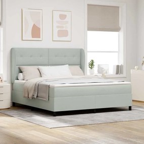 Postel s boxspringem s čelo Světle šedá 200 x 180 cm samet 3340940