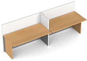 Rovný kancelářský stůl PRIMO s paravanem, 2 místa, magnetická tabule, bříza