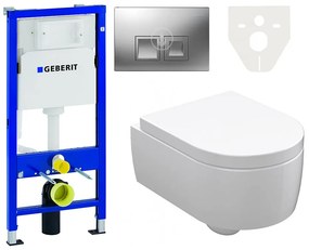 AKCE/SET/LIVERO Geberit - Modul pro závěsné WC Duofix Delta 12 s tlačítkem Delta 50, matná chrom + FLO závěsná WC mísa, 36x50cm, bílá + FLO WC sedátk…