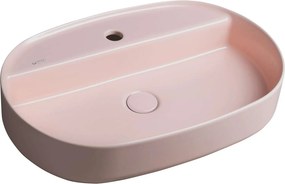 Sapho Isvea - Umyvadlo na desku 60x40 cm, otvor pro baterii, růžová Salmon 10NF65060-2S