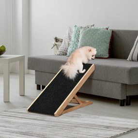 PawHut rampa pro psy nastavitelná rampa pro psy s protiskluzovým kobercem z borovicového dřeva a polyesteru 90x40x61cm pro psy a kočky | Aosom.de