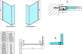 Polysan Modular Shower stěna 90 x 200 cm k instalaci na zeď pro připojení pevného panelu sklo čiré MS2A-90