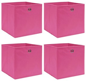 Úložné boxy 4 ks růžové 32 x 32 x 32 cm textil