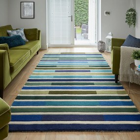 Flair Rugs koberce Ručně všívaný kusový koberec Illusion Piano Green/Multi - 120x170 cm