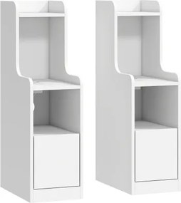 HOMCOM sada 2 nočních stolků s nabíjecí stanicí, moderní noční stolky s šuplíkem, otevřenými přihrádkami, bílá