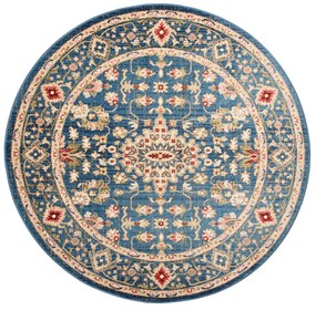 Kulatý vintage koberec v modré barvě
