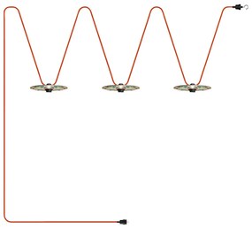 creative cables Světelný řetěz LUMET 'maioliche', textilní kabel od 10m délky, 3x objímky a stínidla, háček a zástrčka, IP44 Barva: Červeno-zelená