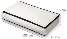 Arte Regal Textilní úložný box na uschování oblečení a ložního prádla, WHITE KIPIT, 105x45x15, bílý