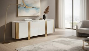 Komoda Stilig ST921 200 cm bílá/zlatá/mramor