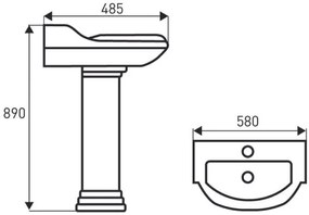 Novoterm Keramické závěsné umyvadlo NV-Retro KR-12 s podstavcem