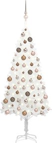 vidaXL Umělý vánoční stromek s LED a sadou koulí 150 cm [3077633] Barva: Bílá