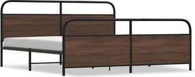 Kovový rám postele bez matrace hnědý dub 200 x 200 cm 3318668