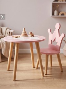 Sinsay - Sada: stolek a židle ve tvaru koruny - pastelová růžová