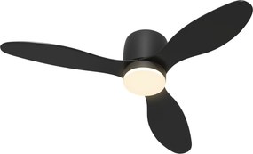Stropní ventilátor s lampou a dálkovým ovládáním, 3 barvy světla, 6 rychlostí, nastavitelný jas, černý
