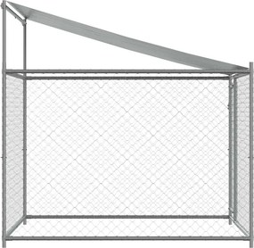 Klec pro psy se střechou a dvířky šedá 2x2x2 m pozinkovaná ocel 172559