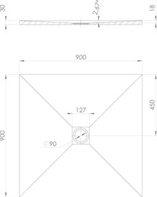 Polysan Polysan, TRENECA sprchová vanička z litého mramoru s možností úpravy rozměru 90x90cm, černá matná, 84300.21