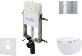 kielle Genesis New - Set předstěnové instalace, klozetu Oudee, Vortex Rimless+, sedátka softclose a tlačítka Gemini New II, lesklý chrom 30502SZ05