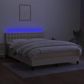 Box spring postel s matrací a LED krémová 140x190 cm textil 3133474