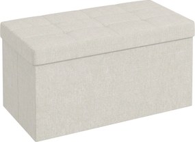 HOMCOM Úložná lavice, 76 x 38 x 38 cm, 84L, skládací, na konci postele, podnožka, s víkem, do předsíně a obývacího pokoje, s potahem z jemného lnu | A