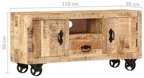 vidaXL TV stolek hrubé mangovníkové dřevo 110 x 30 x 50 cm