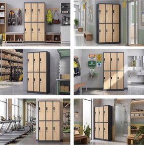 Šatní skříň BHP antracitová / dub sonoma, 6dveřová: Eco Design IGOR, 900 x 1850 x 450 mm