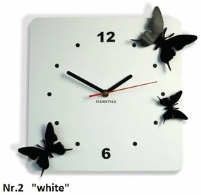 Červené 3D nástěnné hodiny motýlci