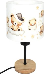 BRILAGI - Stolní lampa BOBO WOOD 1xE27/25W/230V dub/černá/bílá/medvídci