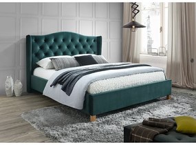 Zelená čalouněná postel ASPEN VELVET 160 x 200 cm