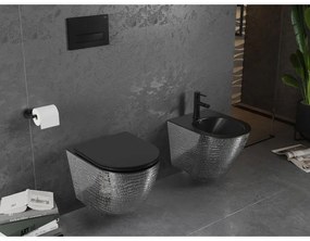 Mexen Lena, závěsný bidet 480x370x325 mm, černá matná - stříbrná, 35224872