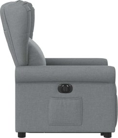 Elektrické zvedací polohovací křeslo světle šedé textil 3303394