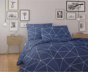 Bavlněné povlečení NORDIC COLLECTION GRID modré - 1x 240/200, 2x 70/90cm