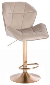 LuxuryForm DESIGN Barová židle MILANO MAX VELUR na zlatém talíři - latte