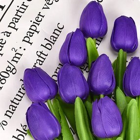 Bytová dekorace - kytice umělých tulipánů - 15 kusů Barva: 16 fialová