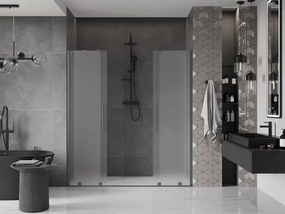 Mexen Velar Duo, posuvné sprchové dveře do otvoru 170 cm, 8mm sklo námraza, grafit broušený, 871-170-000-32-66