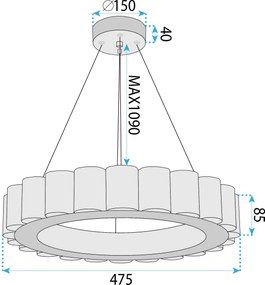 Toolight Toolight, LED stropní svítidlo 50cm, 27W, dálkové ovládání, APP1801-CP, zlatá matná-imitace kamene, OSW-05979